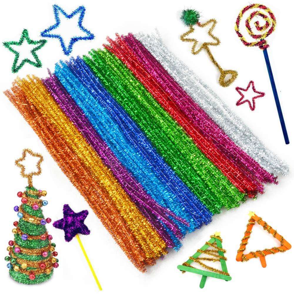 Glitter Craft Pipe Cleaners DIY – 50-Pack Sparkly Stems for Arts & Kid ...
