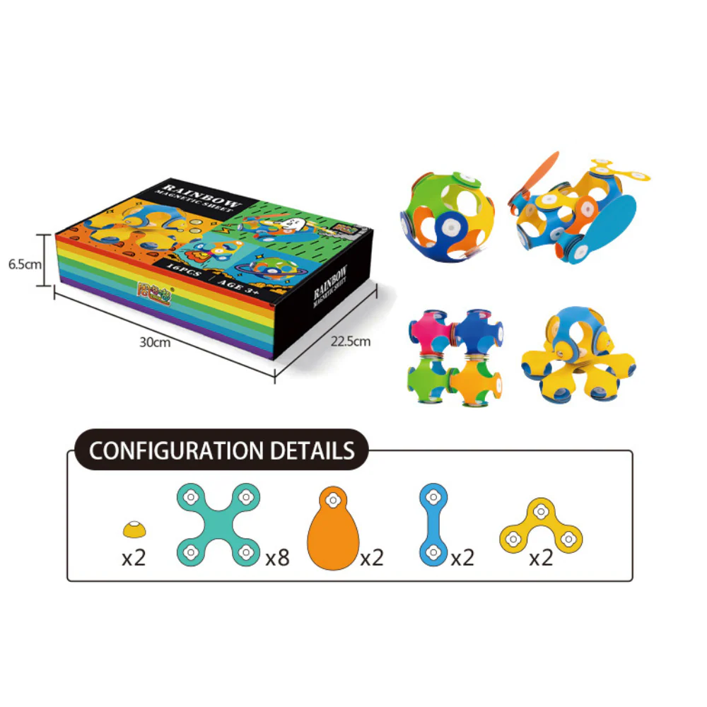Jugnu Rainbow Magnetic Sheets Builder 16 pc Educational Construction T ...