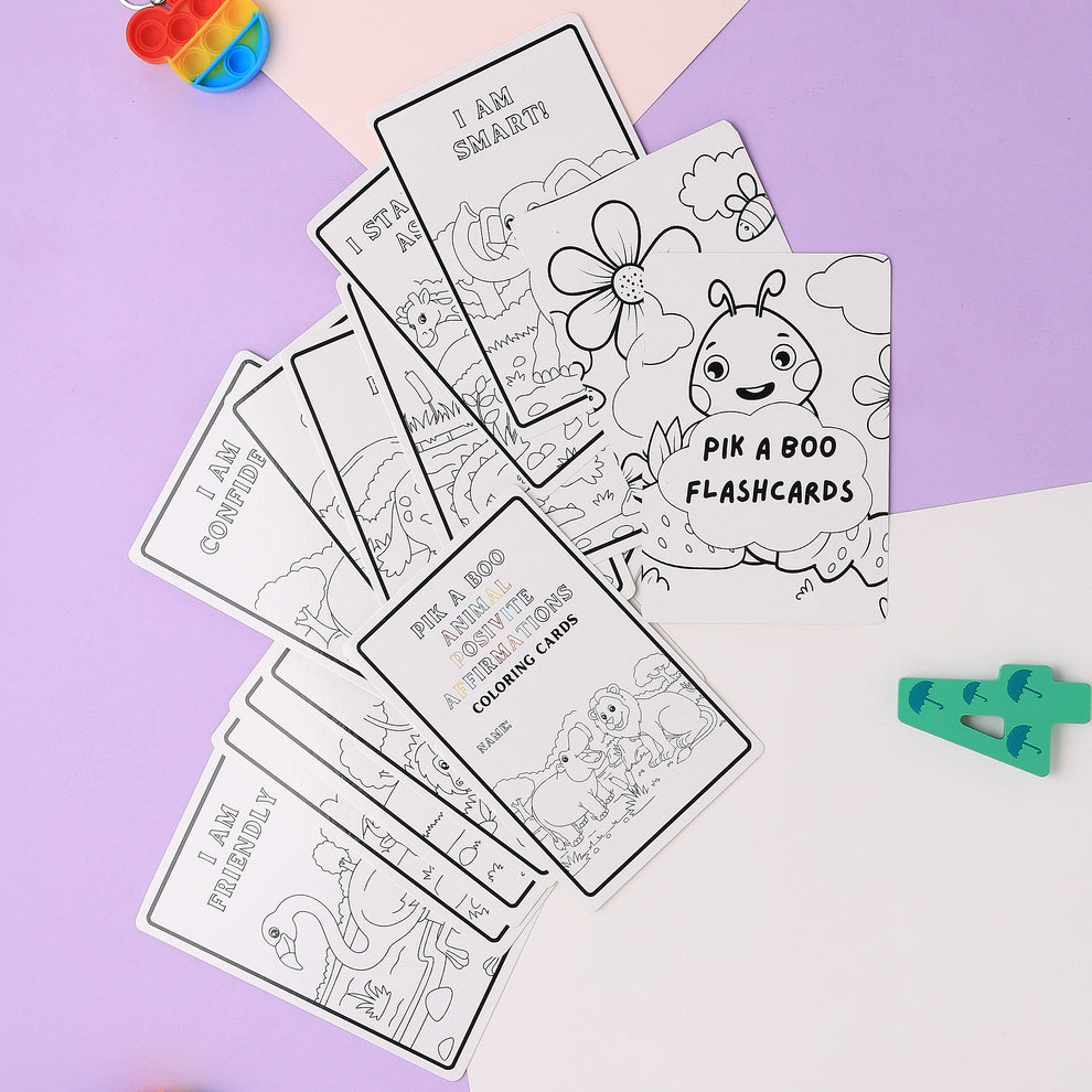 PiK A BOO Animal Positive Affirmations Reusable Flash Cards – Write