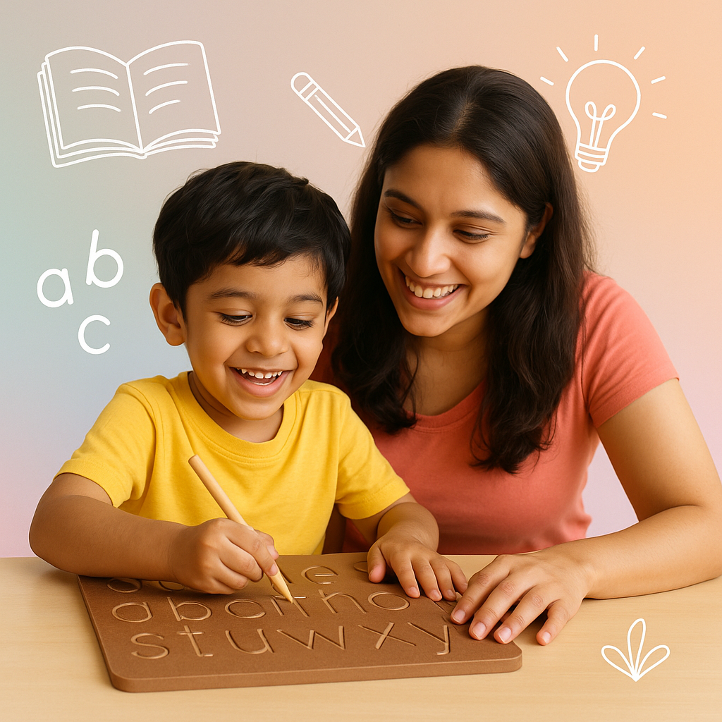 Wooden Tracing Board – Small Alphabet Carved | Handwriting – PiK A BOO